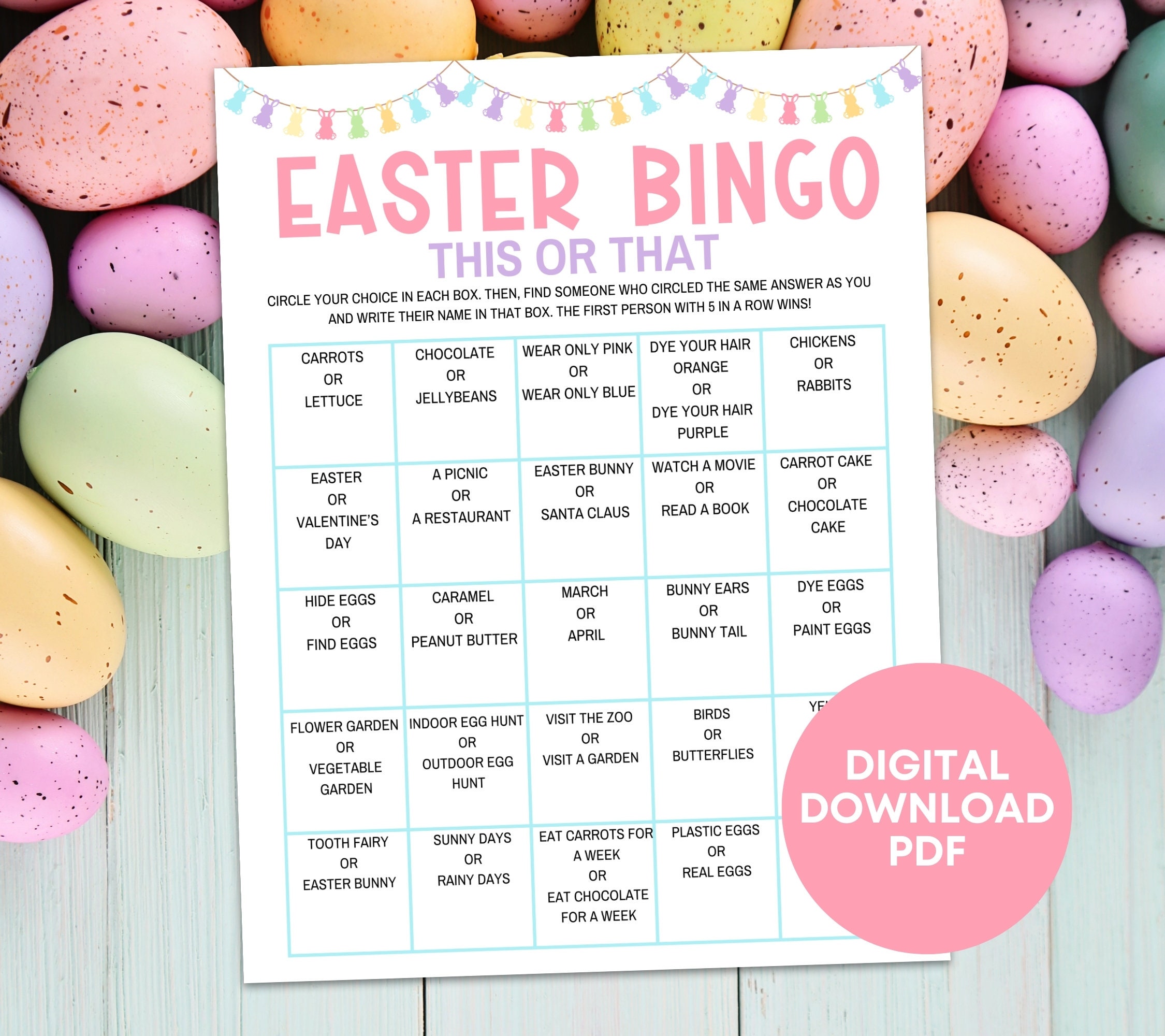 Easter Bingo This or That Game, Easter Party Mingle Icebreaker Would ...