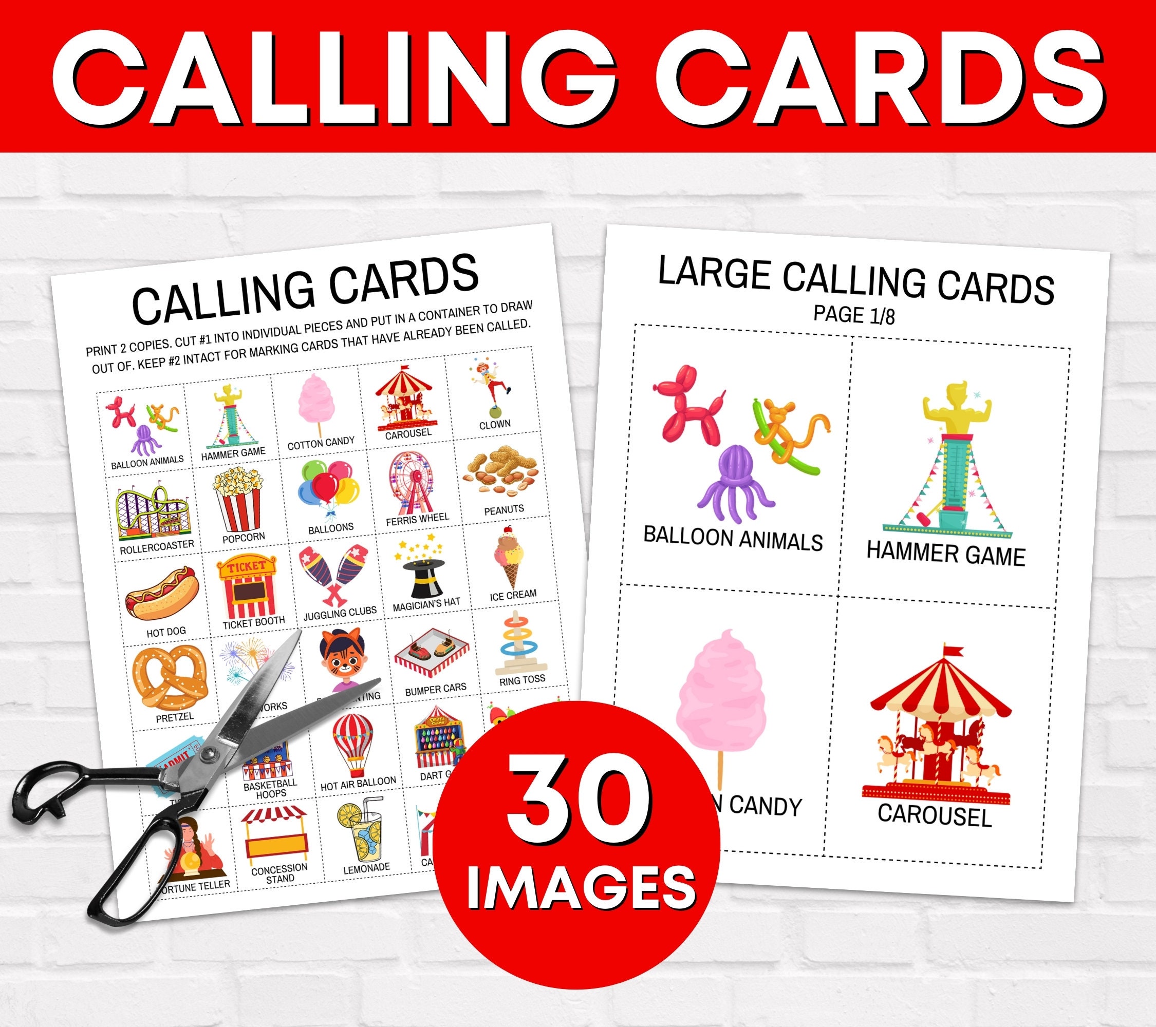 120 Carnival Bingo Cards Printable Game, Carnival Party Bingo Boards ...