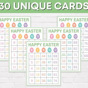 30 Easter Bingo Cards Printable Game, Easter Bingo Boards Activity for ...