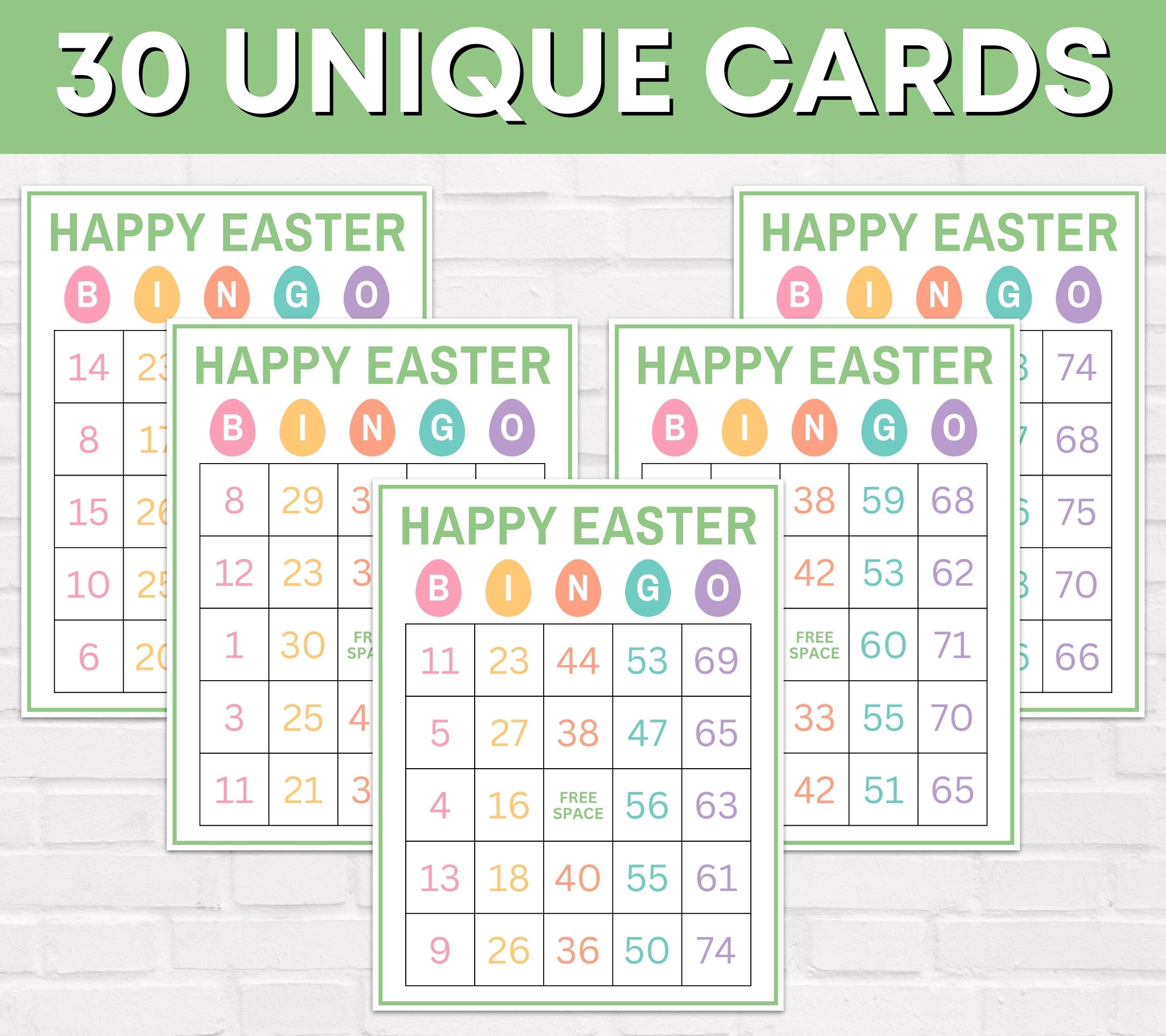 30 Easter Bingo Cards Printable Game, Easter Bingo Boards Activity for ...
