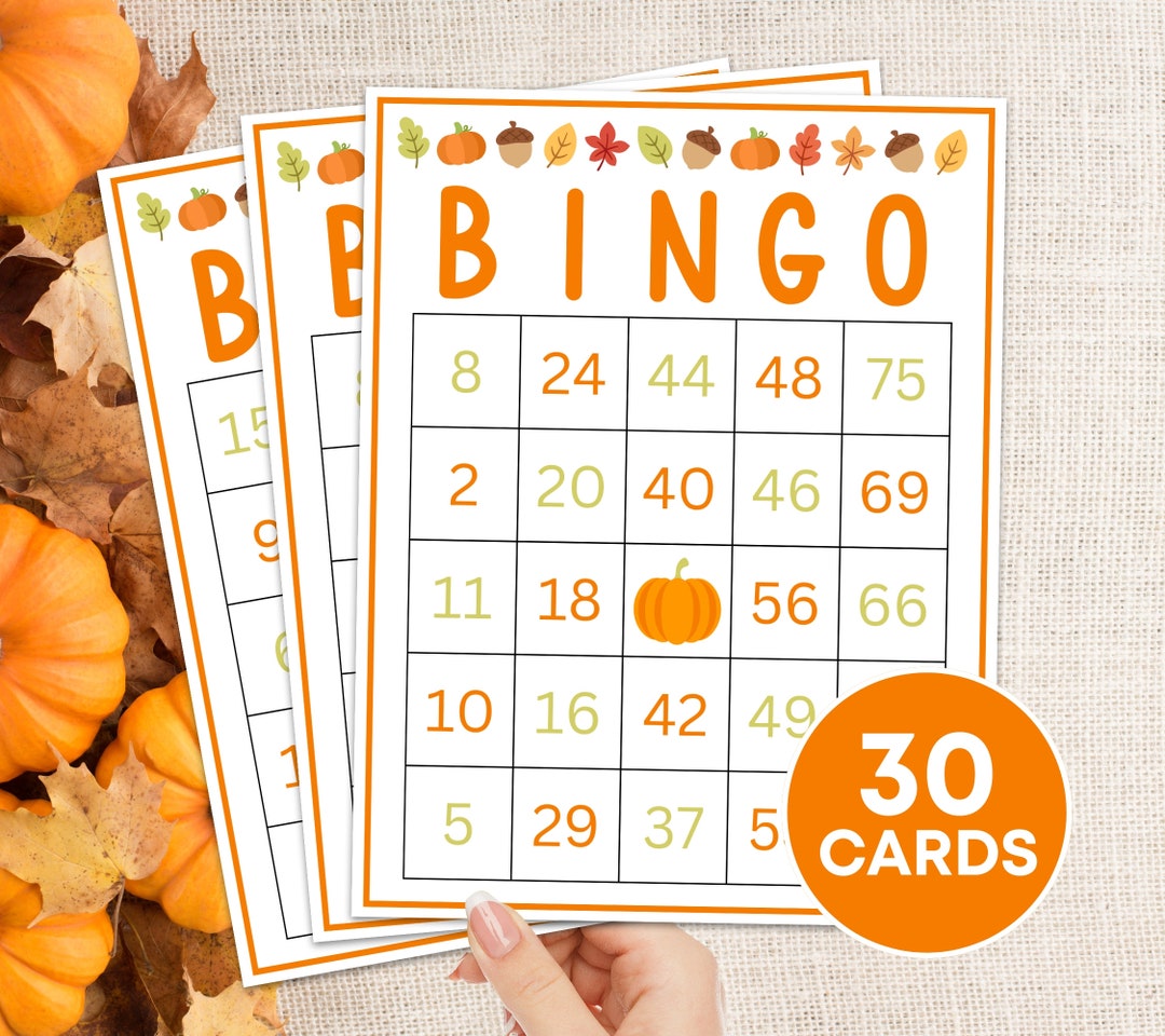 30 Fall Bingo Cards Printable Game, Fall Autumn Bingo Boards, Fall ...