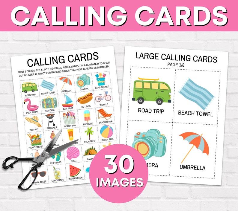 120 Summer Bingo Cards Printable Game, Summer Birthday Party Bingo Game ...