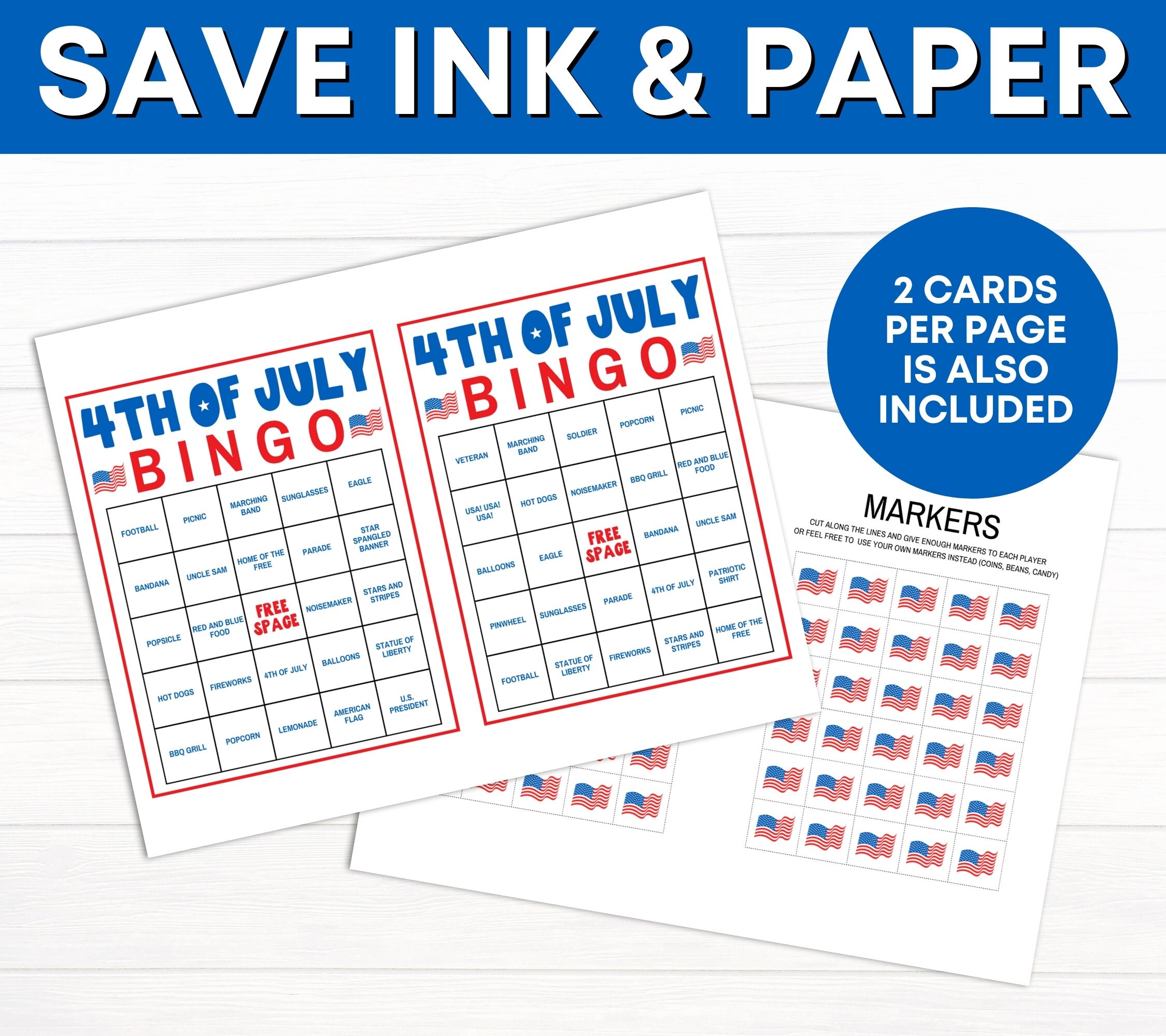 120 Fourth of July Bingo Cards Printable Game, 4th of July USA ...