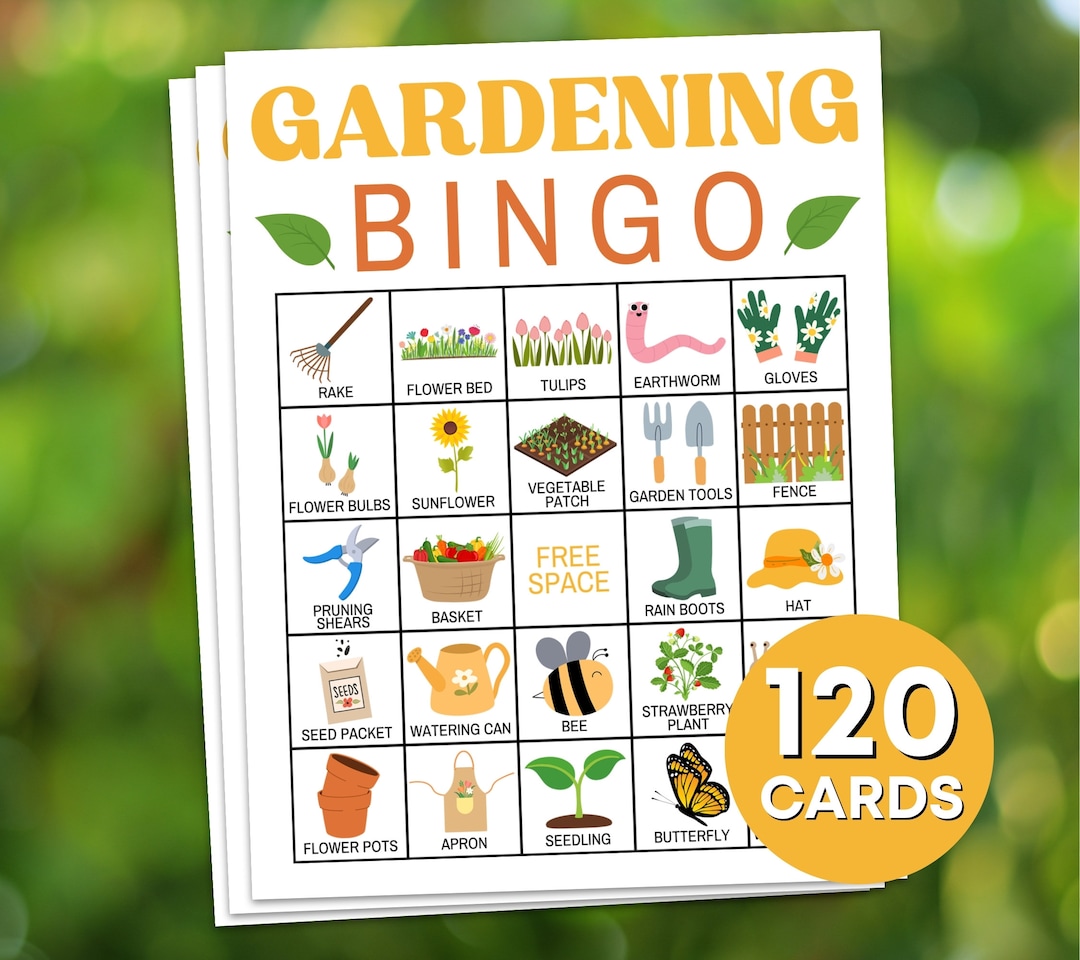 120 Gardening Bingo Cards Printable Game, Gardening Club Bingo Activity ...