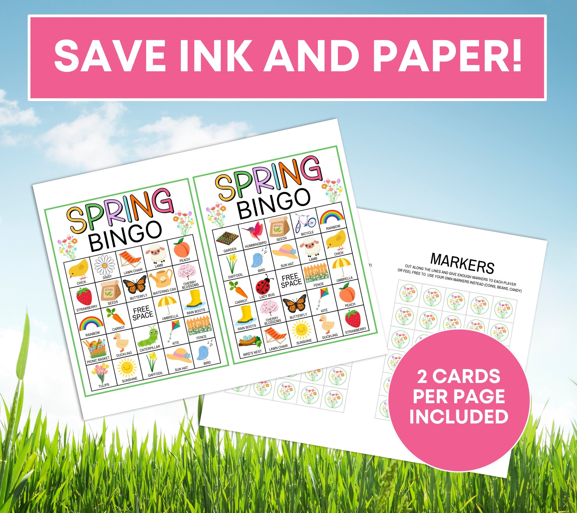 90 Spring Bingo Cards Printable Game, Spring Bingo Kids Classroom ...