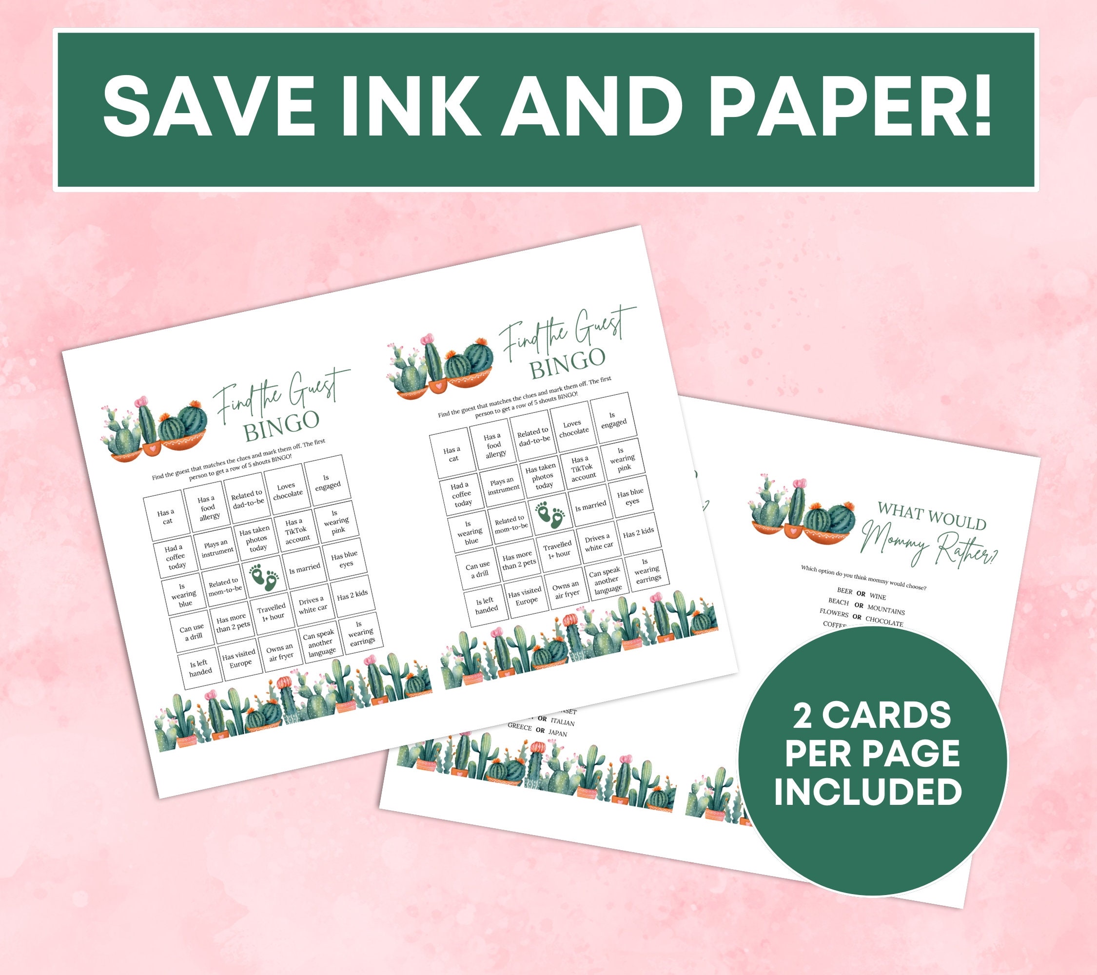 Cactus Baby Shower Games Printable Bundle, Cactus Baby Shower Party ...