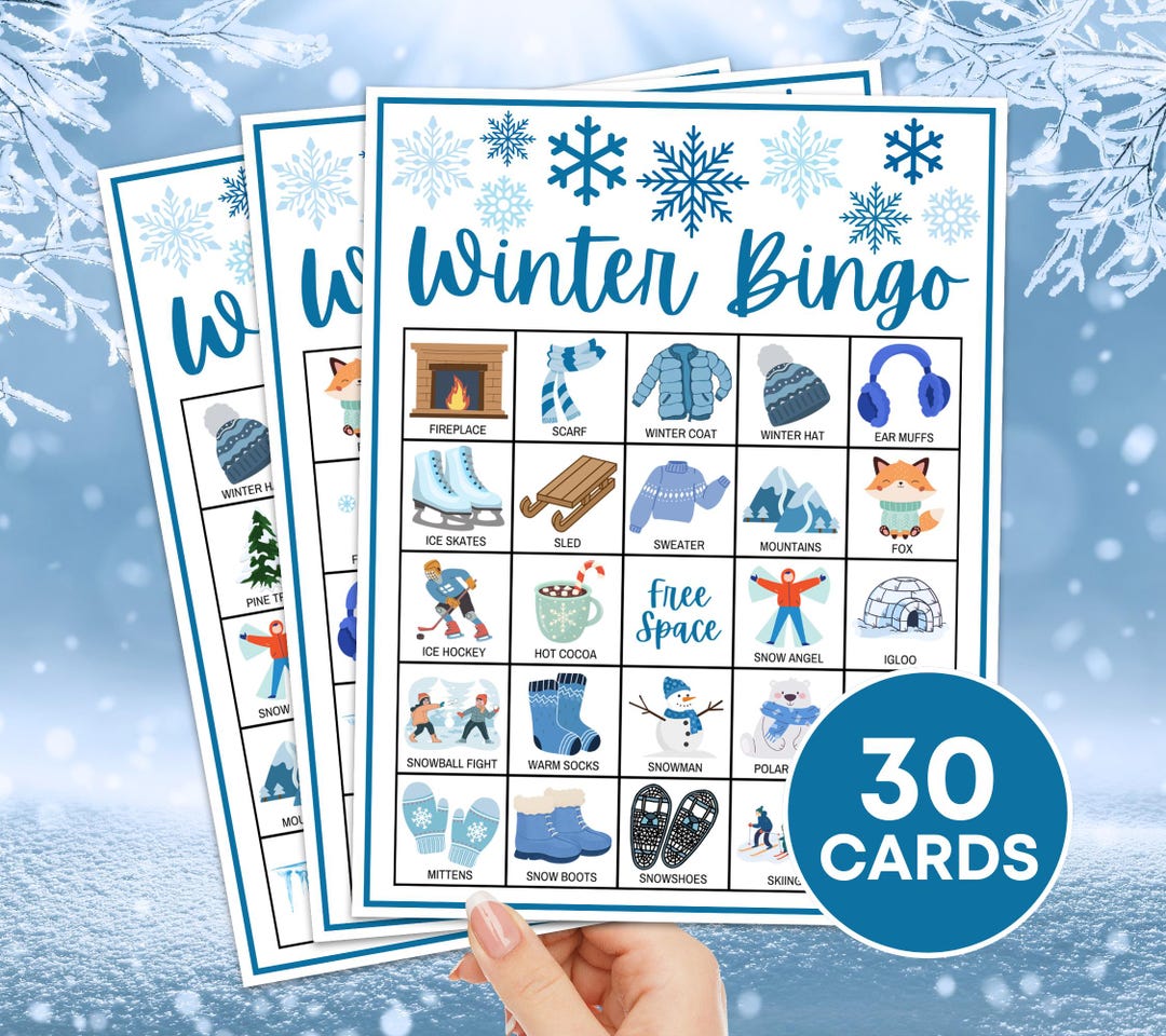 30 Winter Bingo Cards Printable Game,winter Bingo Board Activity for ...