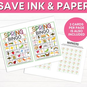 30 Spring Bingo Cards Printable Game, Spring Bingo Kids Classroom ...
