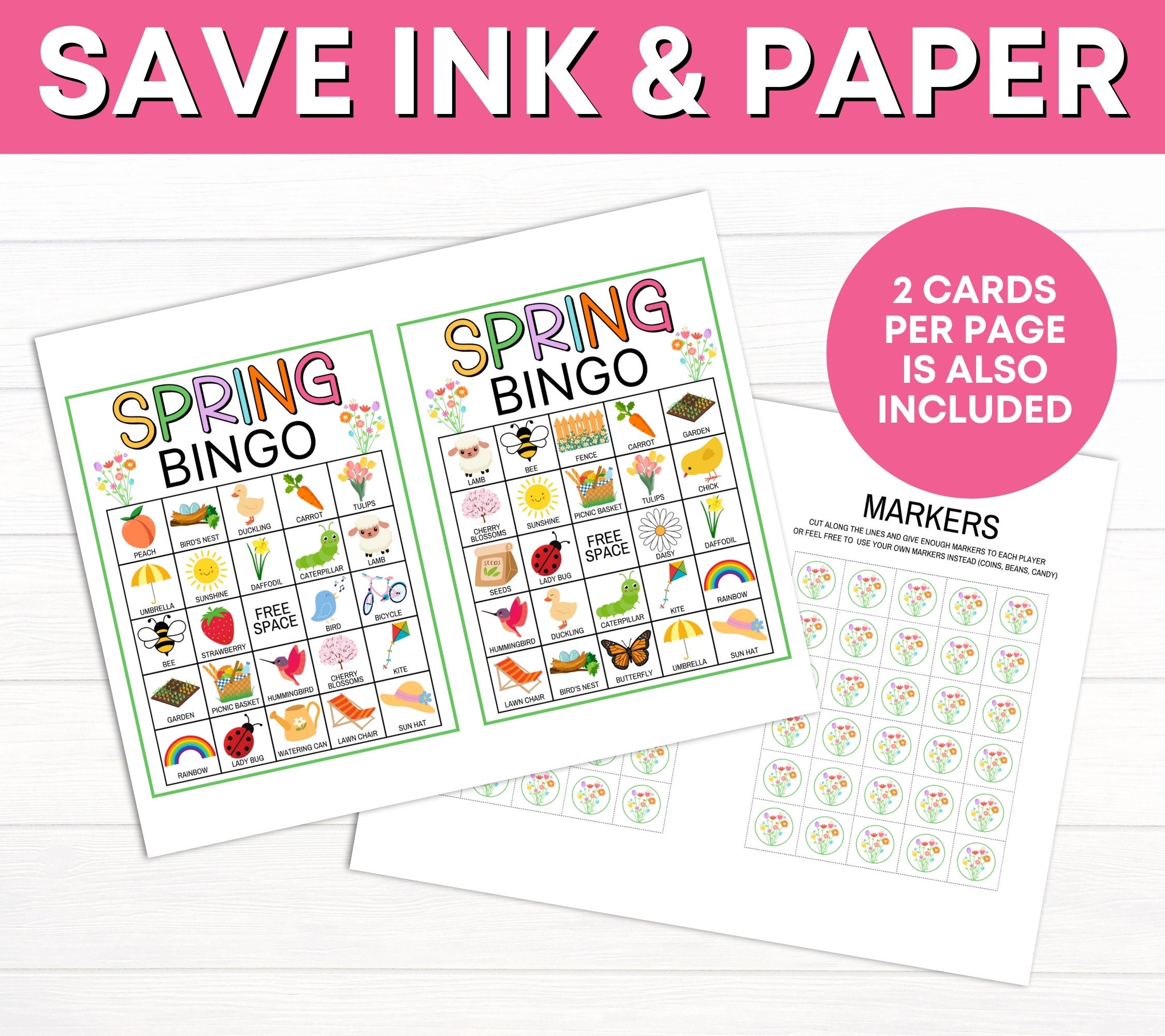 30 Spring Bingo Cards Printable Game, Spring Bingo Kids Classroom ...