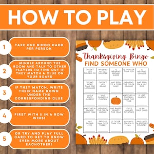 60 Thanksgiving Mingle Bingo Card Printable Game,thanksgiving Fall Find ...