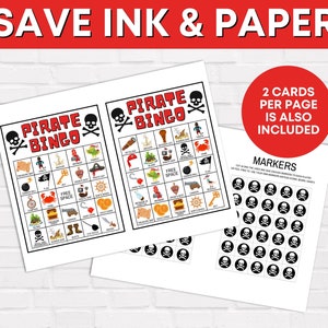 120 Pirate Bingo Cards Printable Game, Pirate Birthday Party Kids Bingo ...