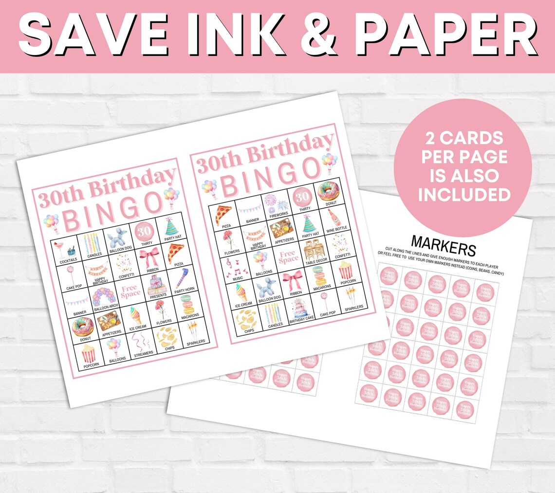 90 30th Birthday Bingo Cards Printable Game, 30th Birthday Party Bingo ...