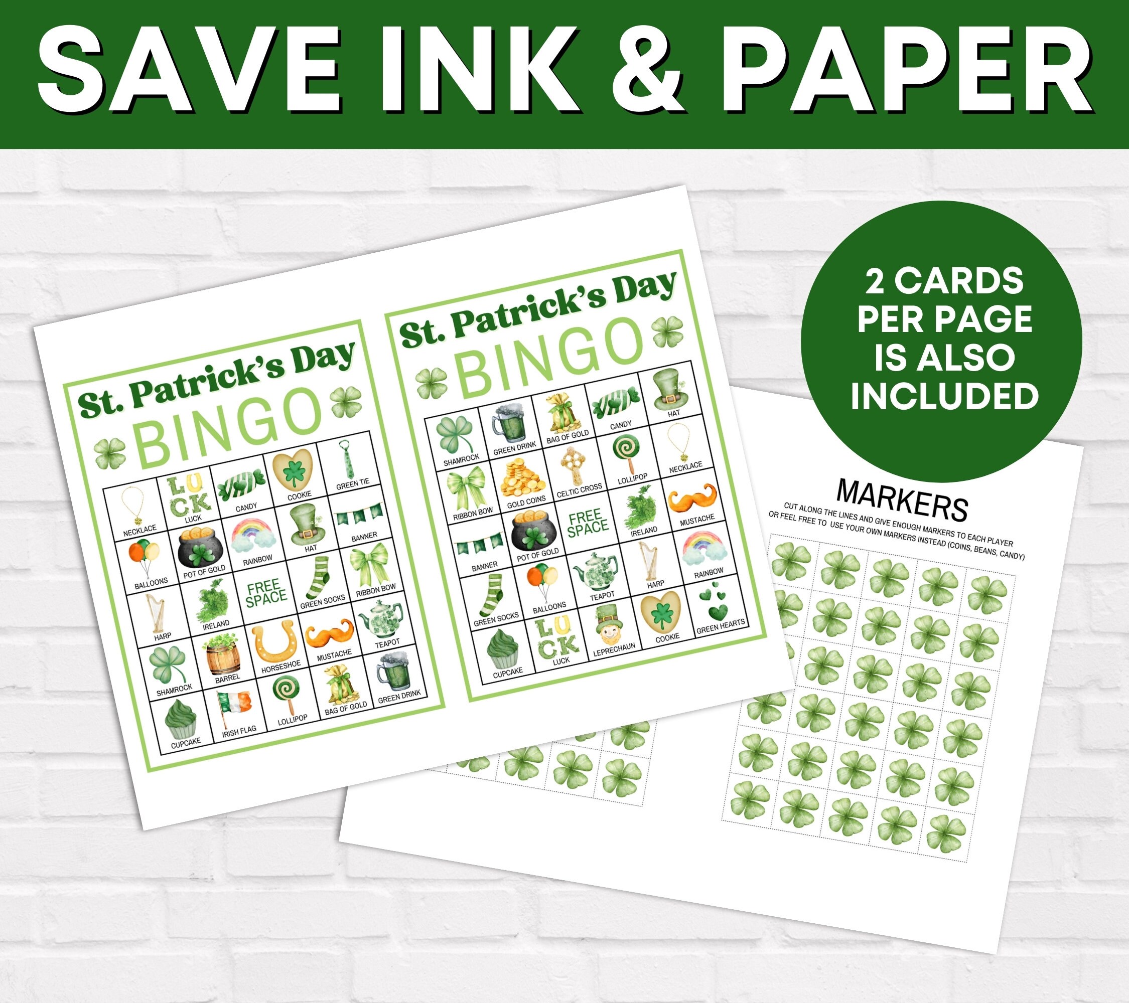 120 St Patricks Day Bingo Cards Game Printable, St Patrick Bingo Board ...