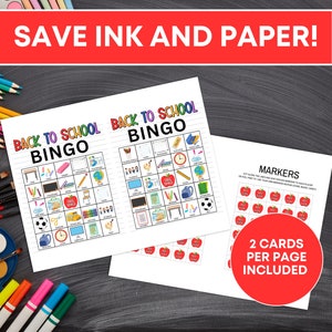 60 Back to School Bingo Cards Printable Game, First Day of School Bingo ...