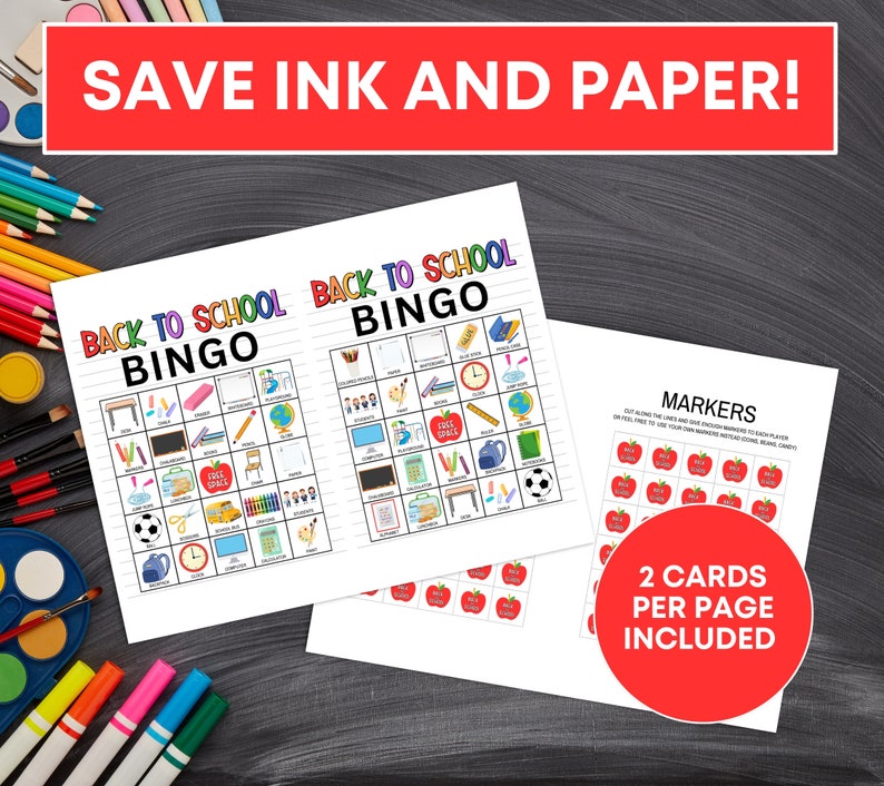 60 Back to School Bingo Cards Printable Game, First Day of School Bingo ...