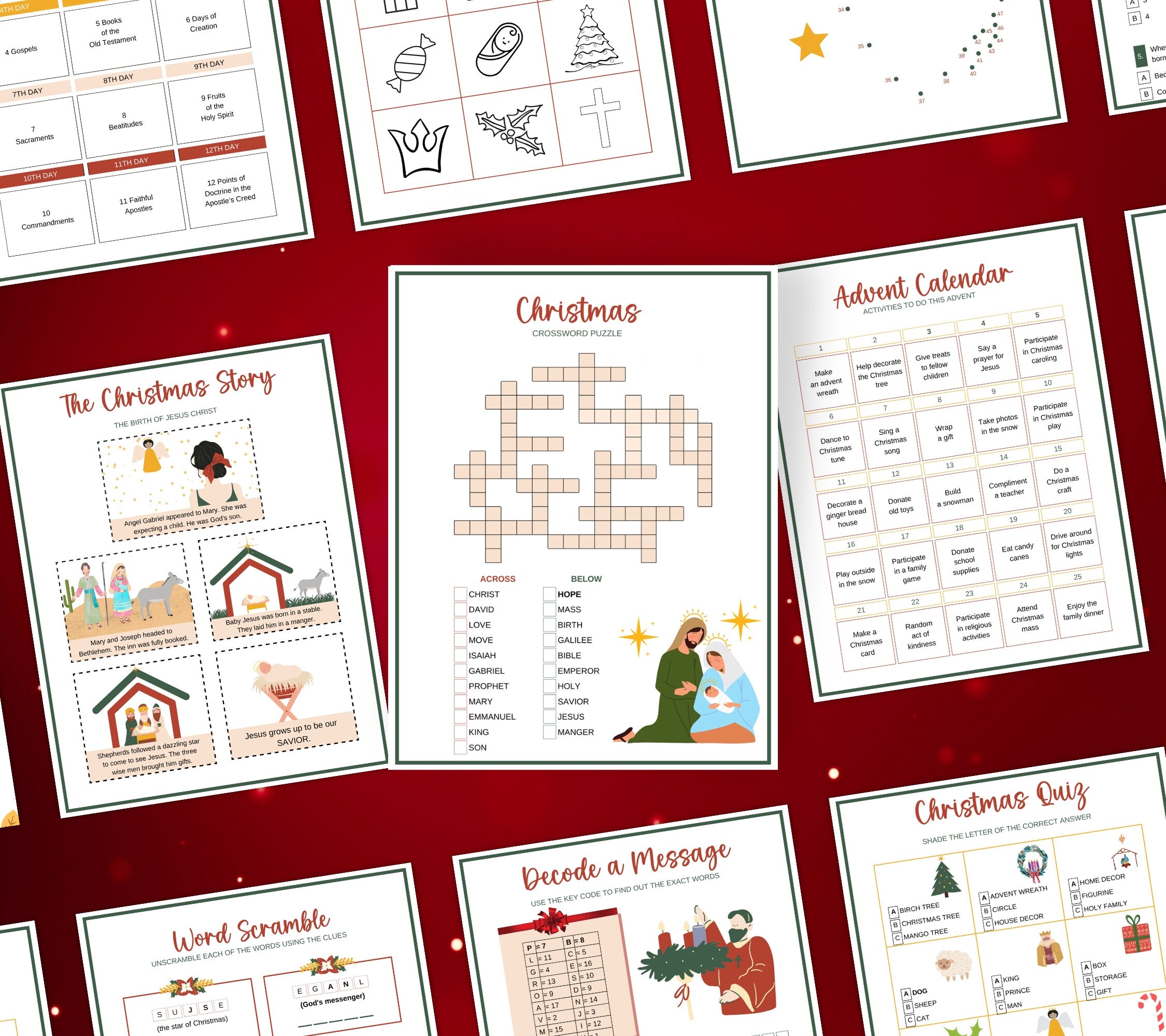 Religious Christmas Kids Activity Printable Bundle, Christian Catholic ...