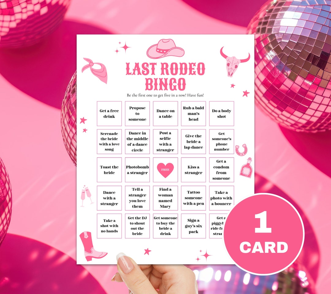 Cowgirl Bachelorette Bingo Game Printable, Last Rodeo Disco Cowgirl ...