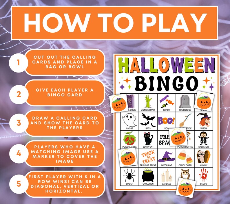 90 Halloween Bingo Cards Printable Game,halloween Fall Bingo Boards ...