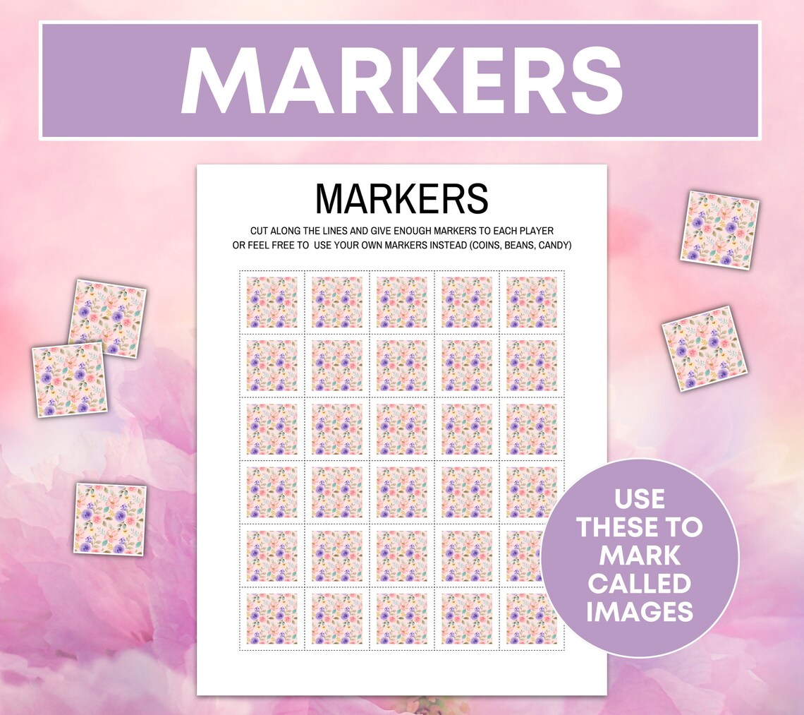 30 Flower Bingo Cards Printable Game, Floral Spring Bingo Boards Kids ...