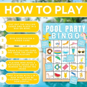 120 Pool Party Bingo Cards Printable Game, Summer Pool Party Birthday ...