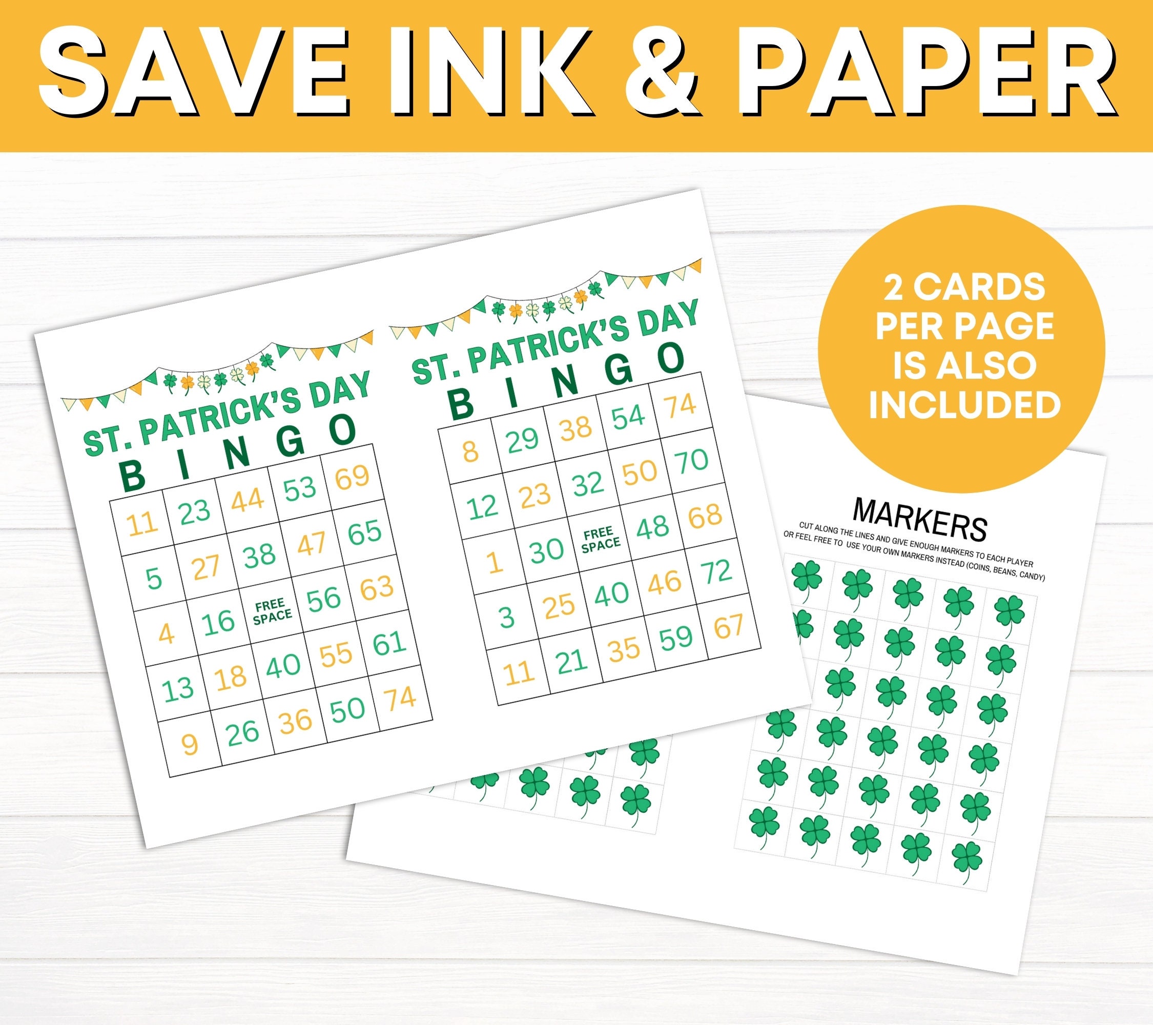 50 St Patricks Day Bingo Cards Game Printable, St Patrick Bingo Boards ...