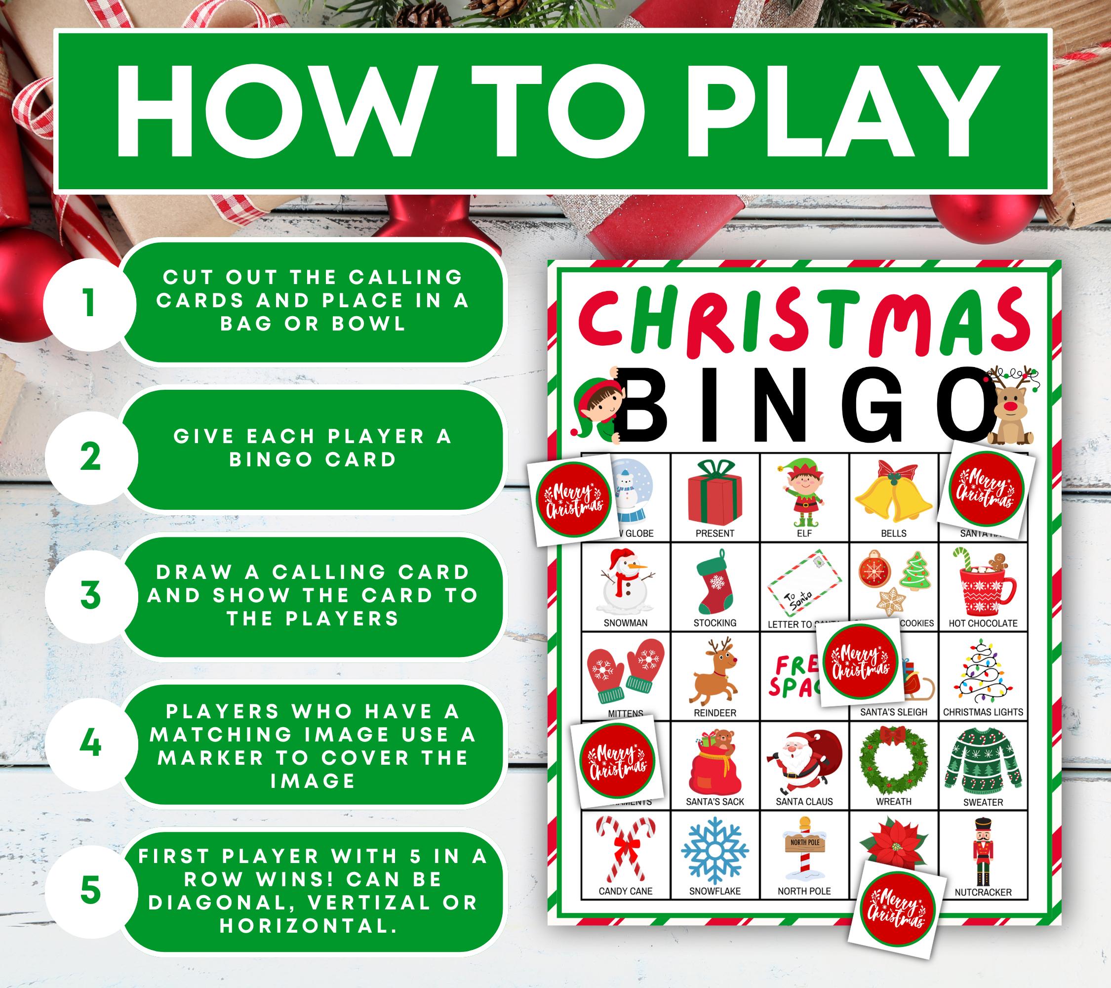 60 Christmas Bingo Card Printable Game,christmas Bingo Board Game for ...