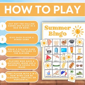 120 Summer Bingo Cards Printable Game, Summer Birthday Party Bingo Game ...