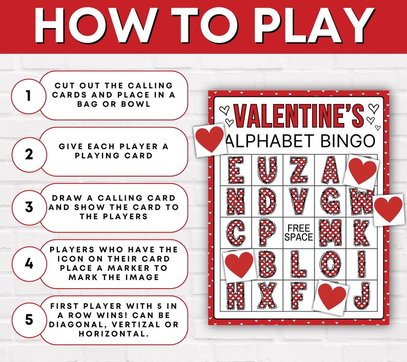 30 Valentines Alphabet Bingo Game Cards Printable, Valentine Classroom ...