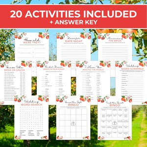 Apple Bridal Shower Games Printable Bundle, Apples Fruit Bridal Shower ...