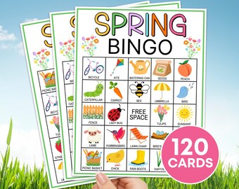 50 Spring Bingo Cards, Printable Spring Bingo Game, Bingo Spring ...