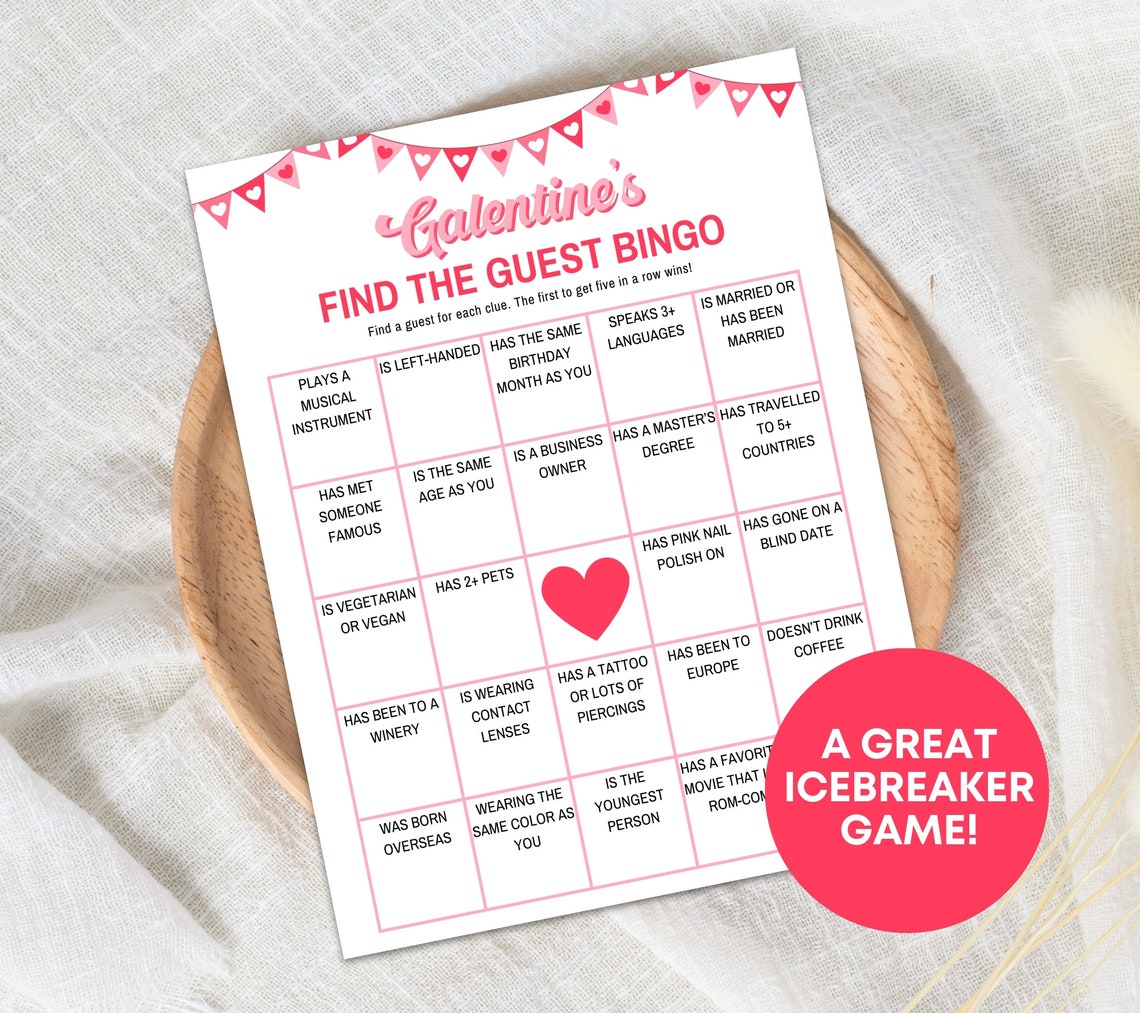 Galentine's Bingo Cards Printable Game, Valentines Day Mingle ...