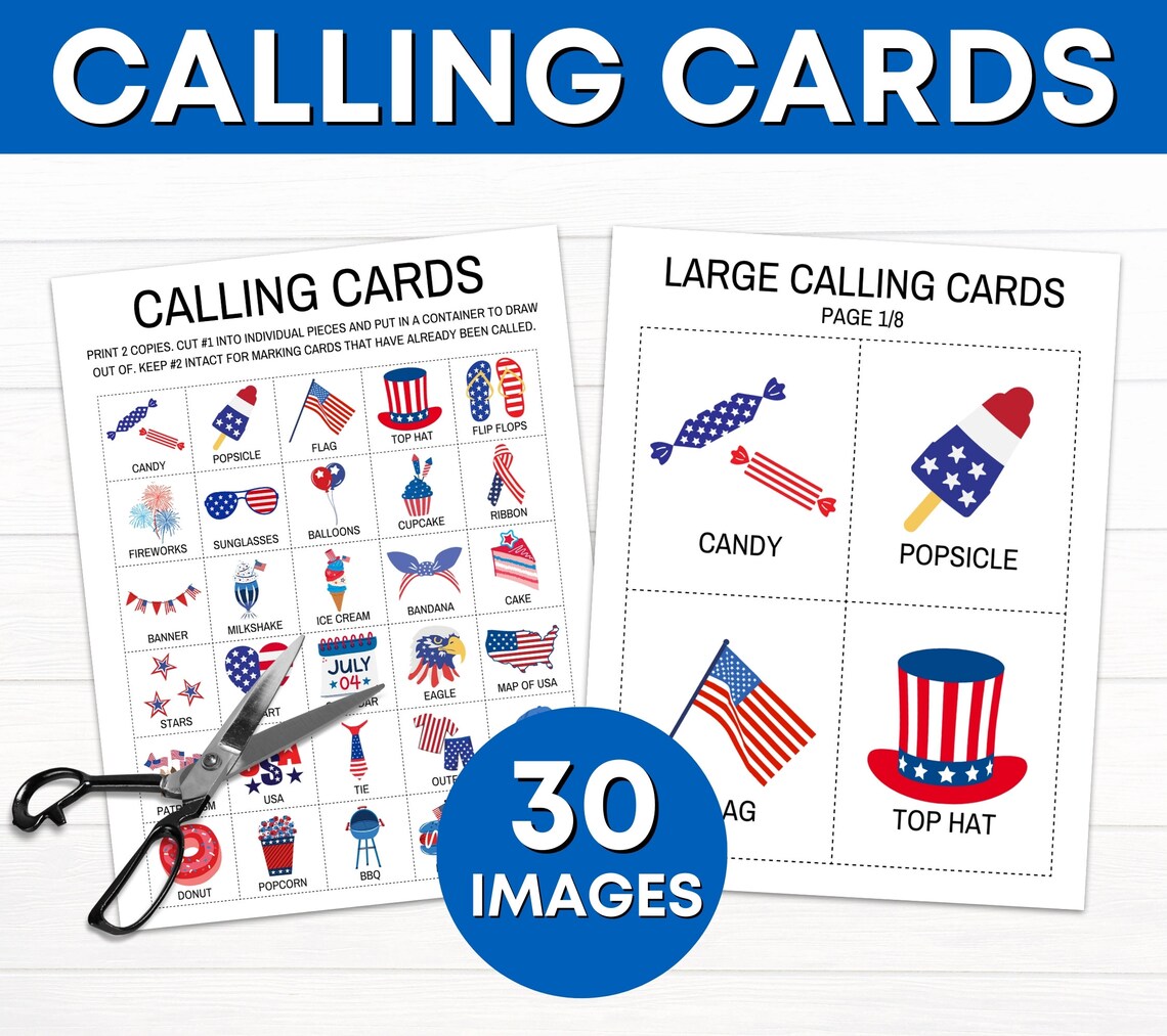30 Fourth of July Bingo Cards Printable Game, 4th of July USA ...