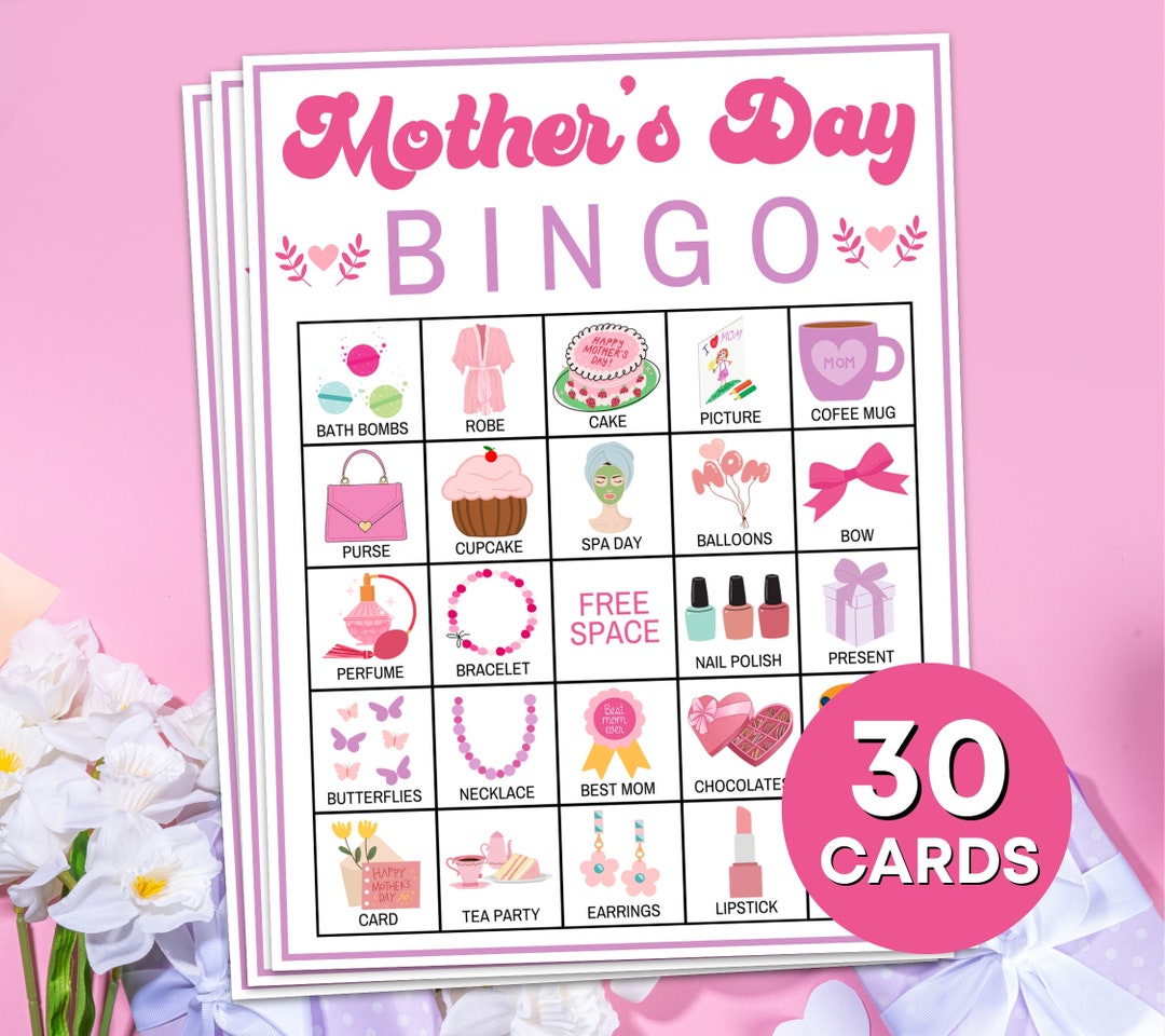 30 Mother's Day Bingo Cards Printable Game, Mothers Day Party Brunch ...