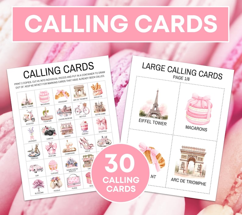 30 Paris Bingo Cards Printable Game, Pink Aesthetic Paris France Bingo ...