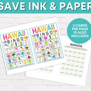 60 Hawaii Bingo Cards Printable Game, Luau Aloha Hawaiian Birthday ...