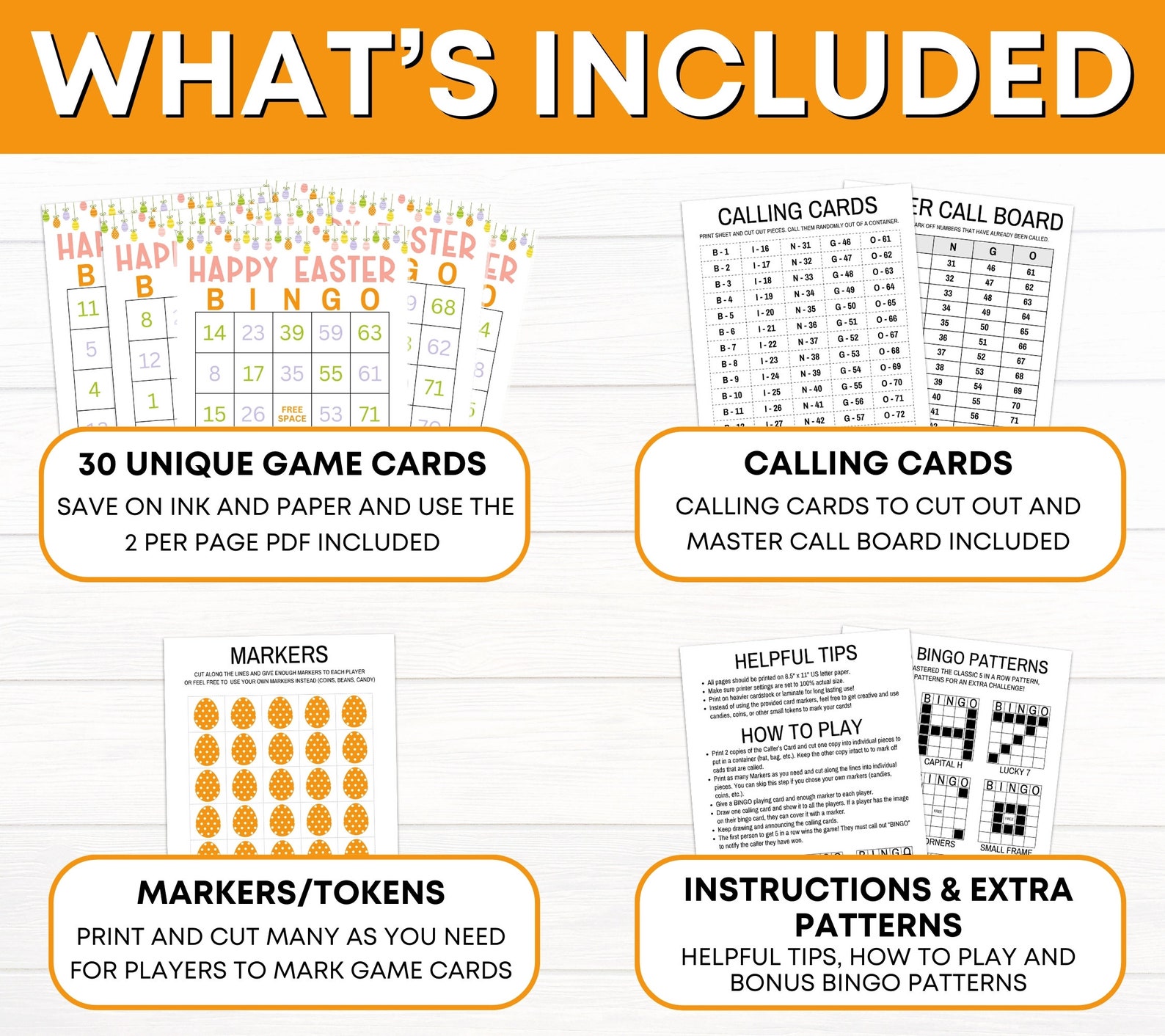 30 Easter Bingo Cards Printable Game, Easter Bingo Boards Activity for ...