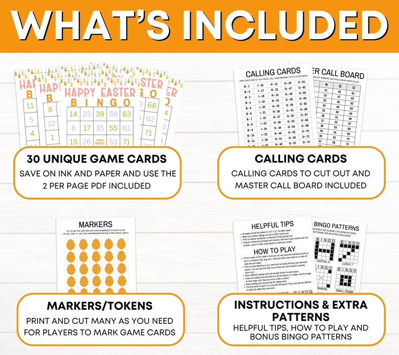 30 Easter Bingo Cards Printable Game, Easter Bingo Boards Activity for ...