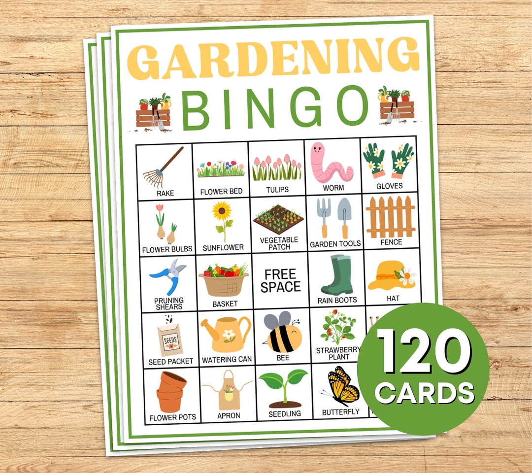 120 Gardening Bingo Cards Printable Game, Gardening Club Bingo Activity ...