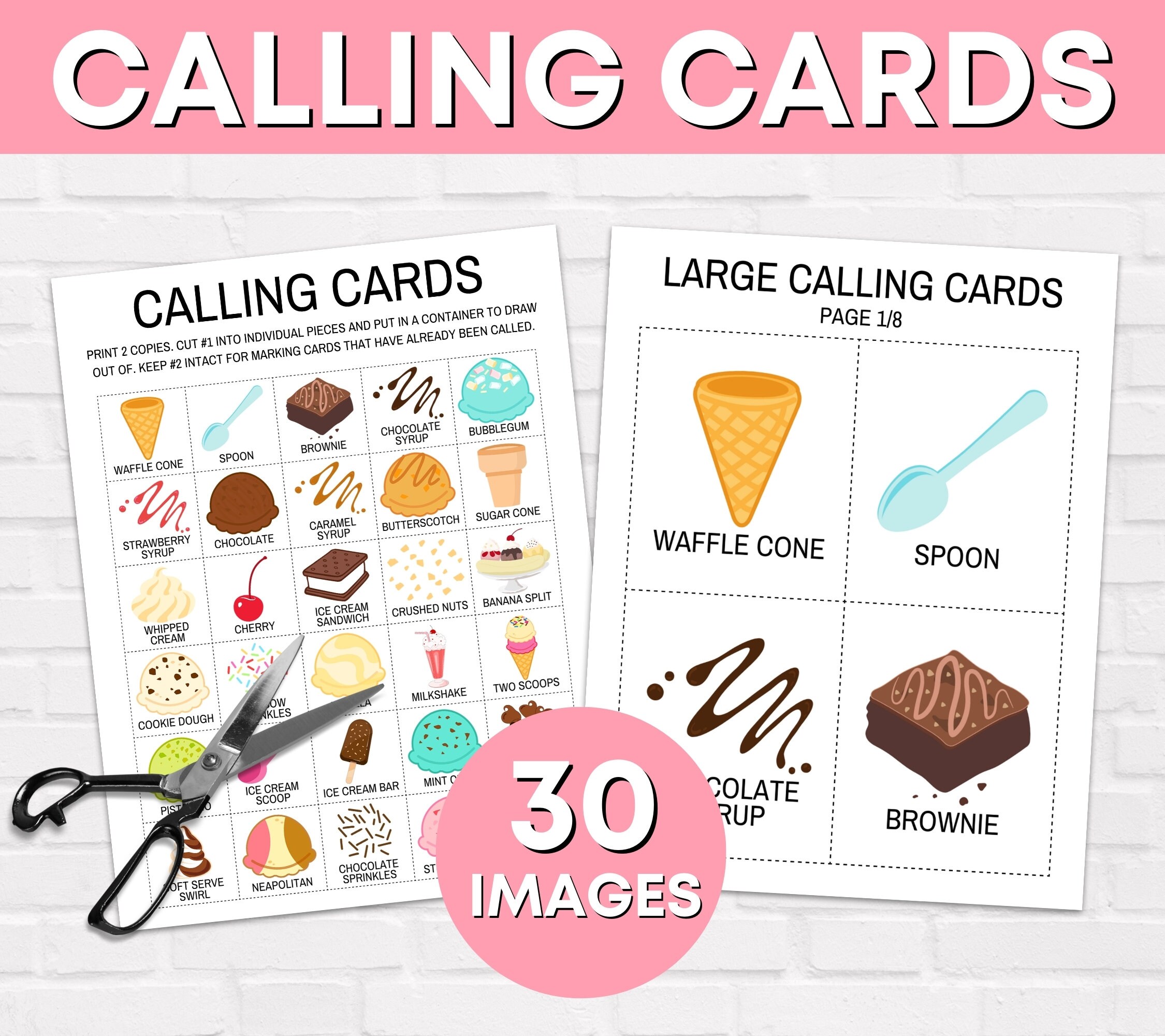 30 Ice Cream Bingo Cards Printable Game, Ice Cream Birthday Party Bingo ...