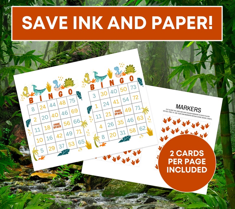 100 Dinosaur Bingo Cards Printable Game, Boy Dinosaur Birthday Party ...