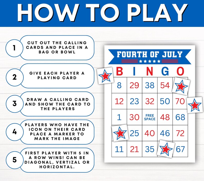 100 Fourth of July Bingo Cards Printable Game, 4th of July USA ...