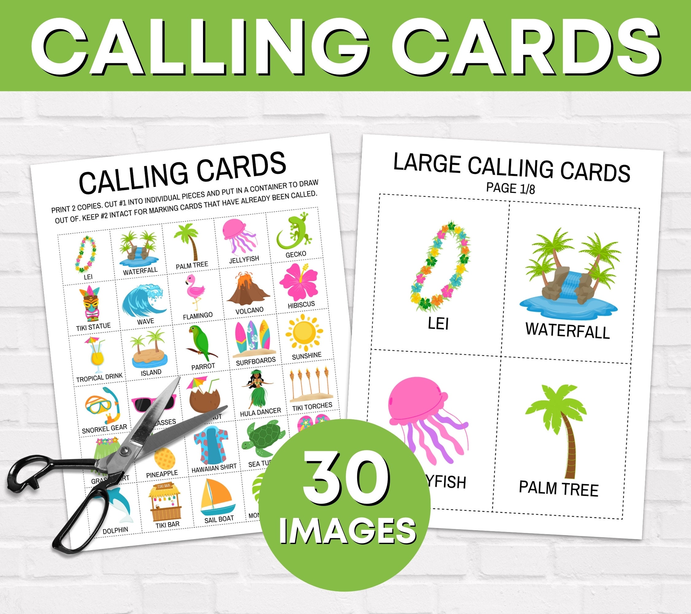 Aloha Bingo, Luau Bingo, Hawaiian Bingo, 30 Printable Luau Bingo Cards ...