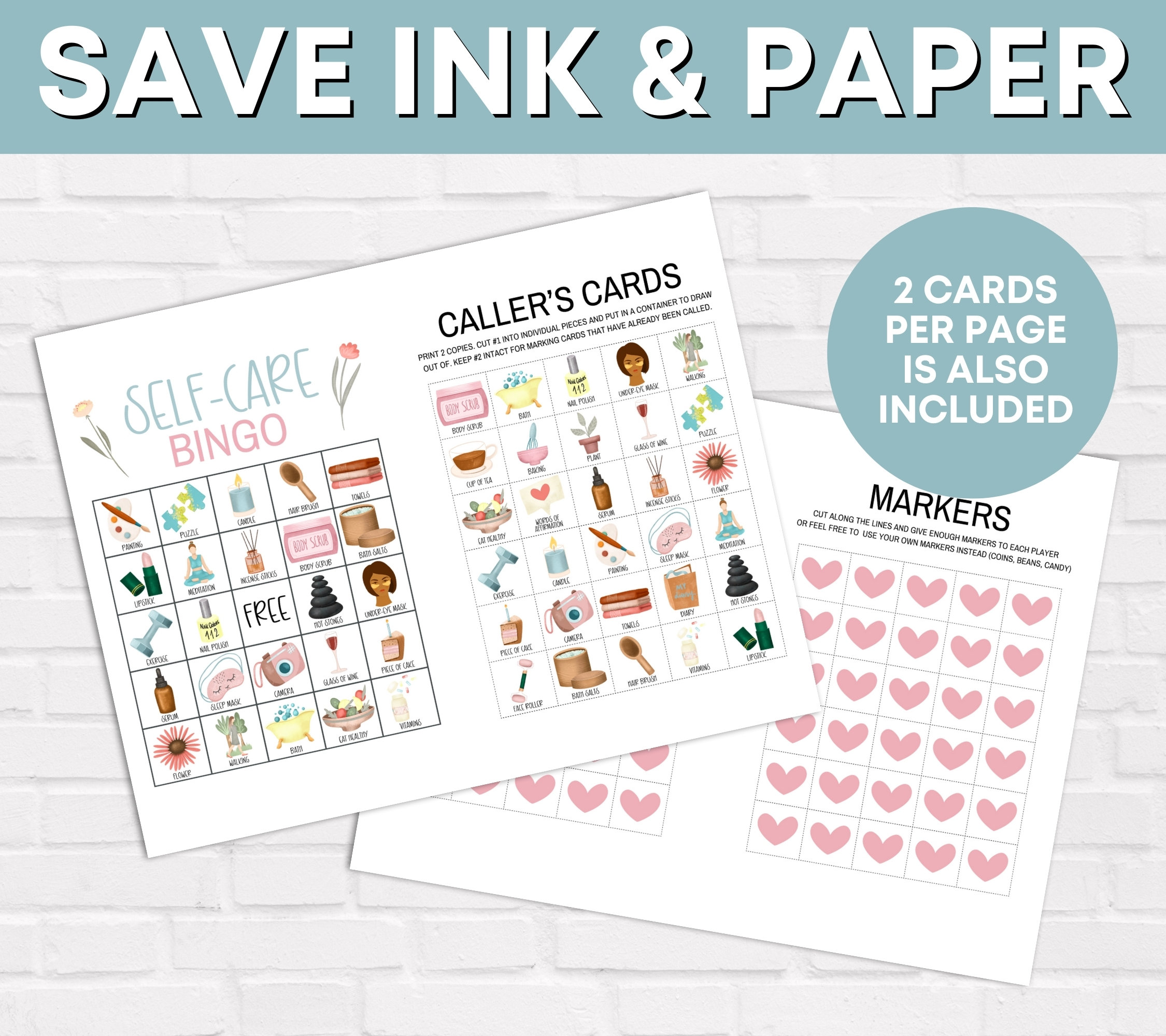 120 Self Care Bingo Game Cards Printable, Selfcare Spa Day Bingo Boards ...