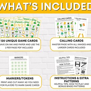 120 St Patricks Day Bingo Cards Game Printable, St Patrick Bingo Board ...