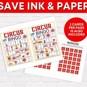 120 Circus Bingo Cards Printable Game, Circus Party Bingo Game Boards ...