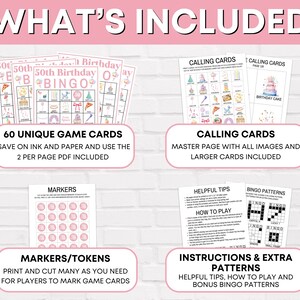 60 50th Birthday Bingo Cards Printable Game, 50th Birthday Party Bingo ...