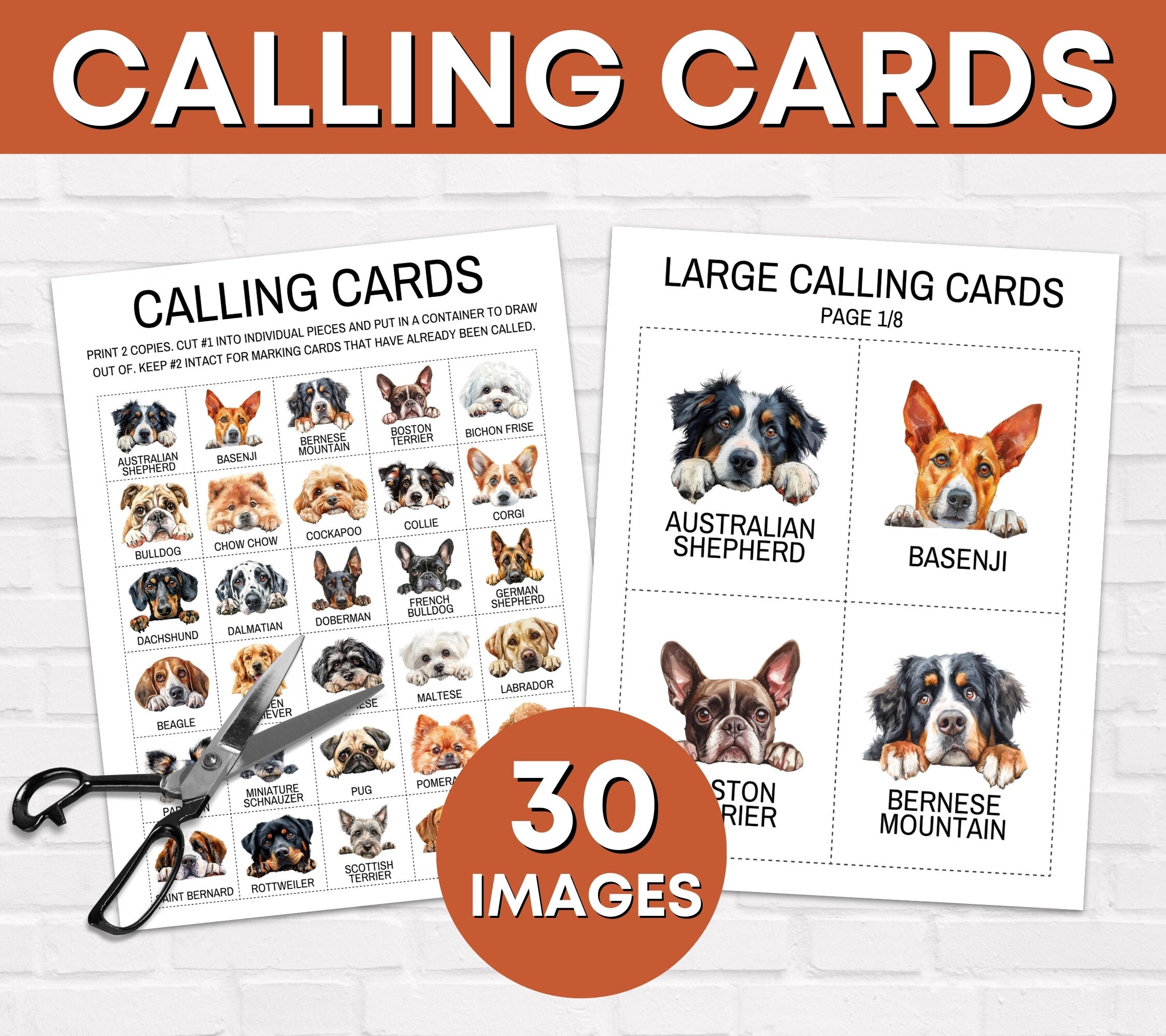 90 Dog Breed Bingo Cards Printable Game, Dog Bingo Cards Game, Dog ...