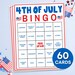 60 Fourth of July Bingo Cards Printable Game, 4th of July USA ...
