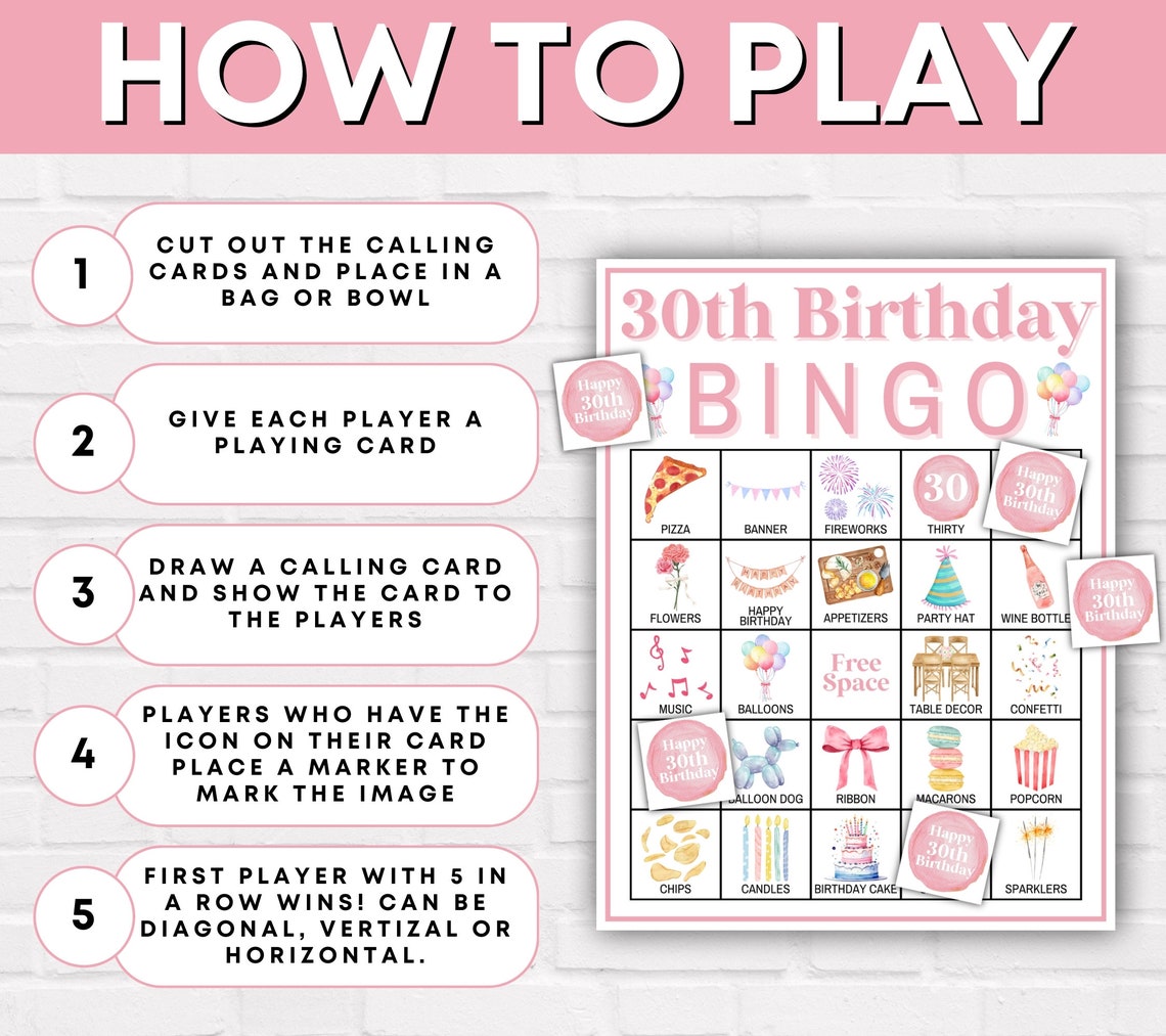 90 30th Birthday Bingo Cards Printable Game, 30th Birthday Party Bingo ...