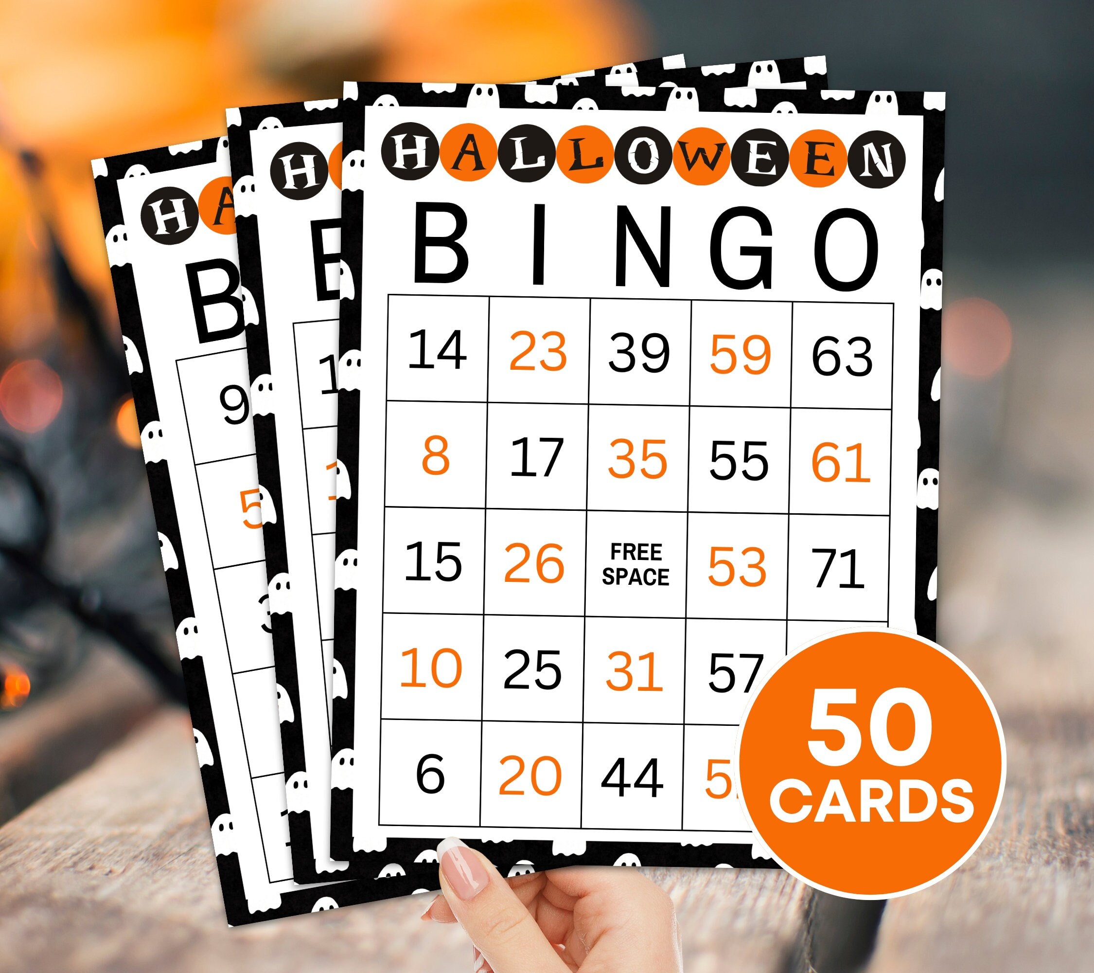 50 Halloween Bingo Cards Printable Game,halloween Fall Bingo Boards ...